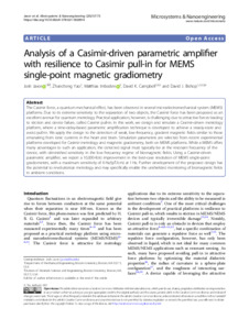 Analysis of a Casimir-driven parametric amplifier with resilience to Casimir pull-in for MEMS ...